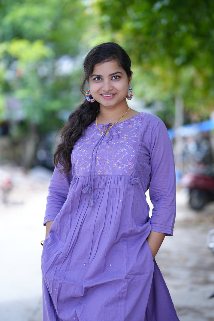 Pure Mul Cotton Purple Color Cord Set With Complete Cotton Lining ...