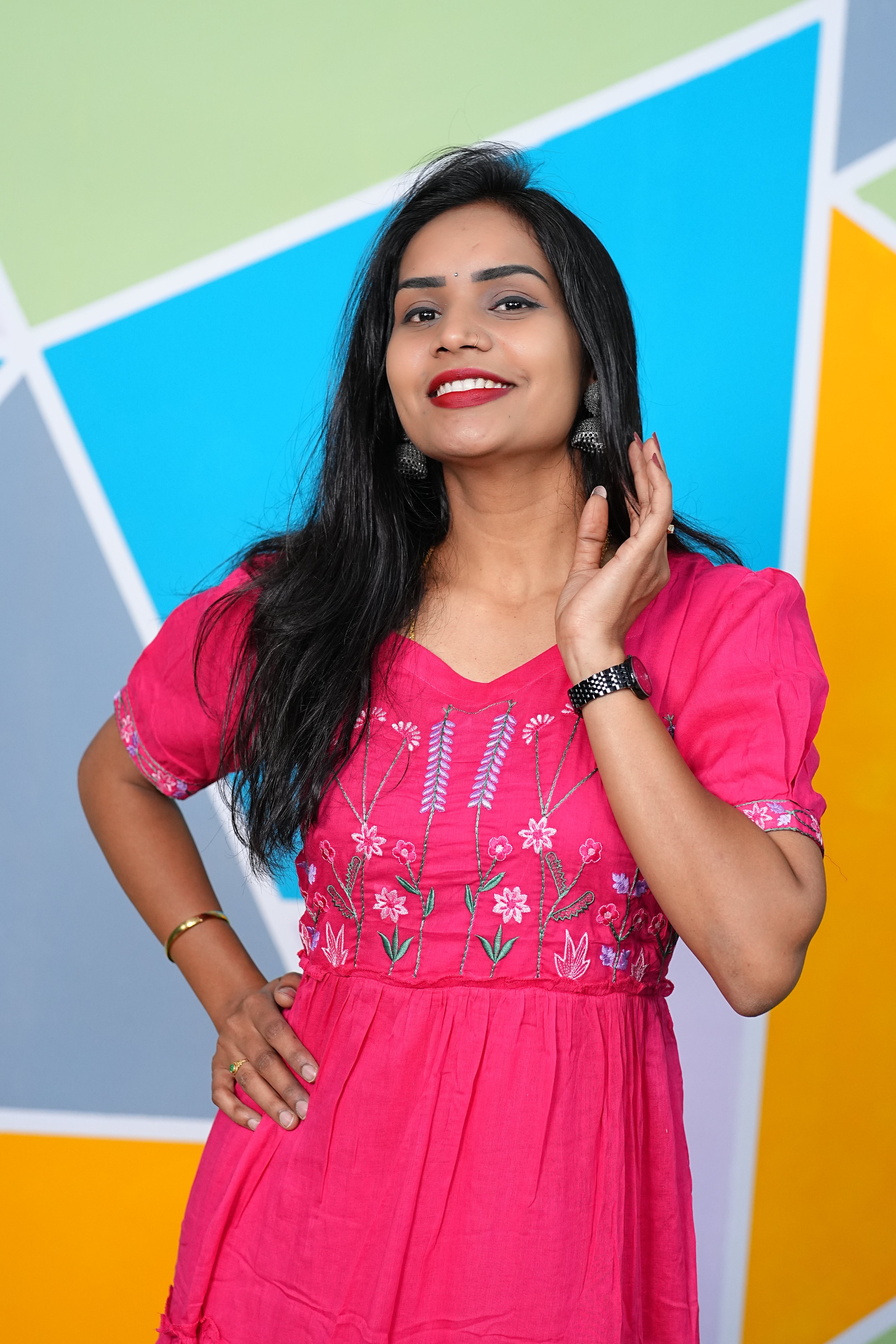 Rani Pink color Pure Mul Mul cotton Frock With Complete Lining ...