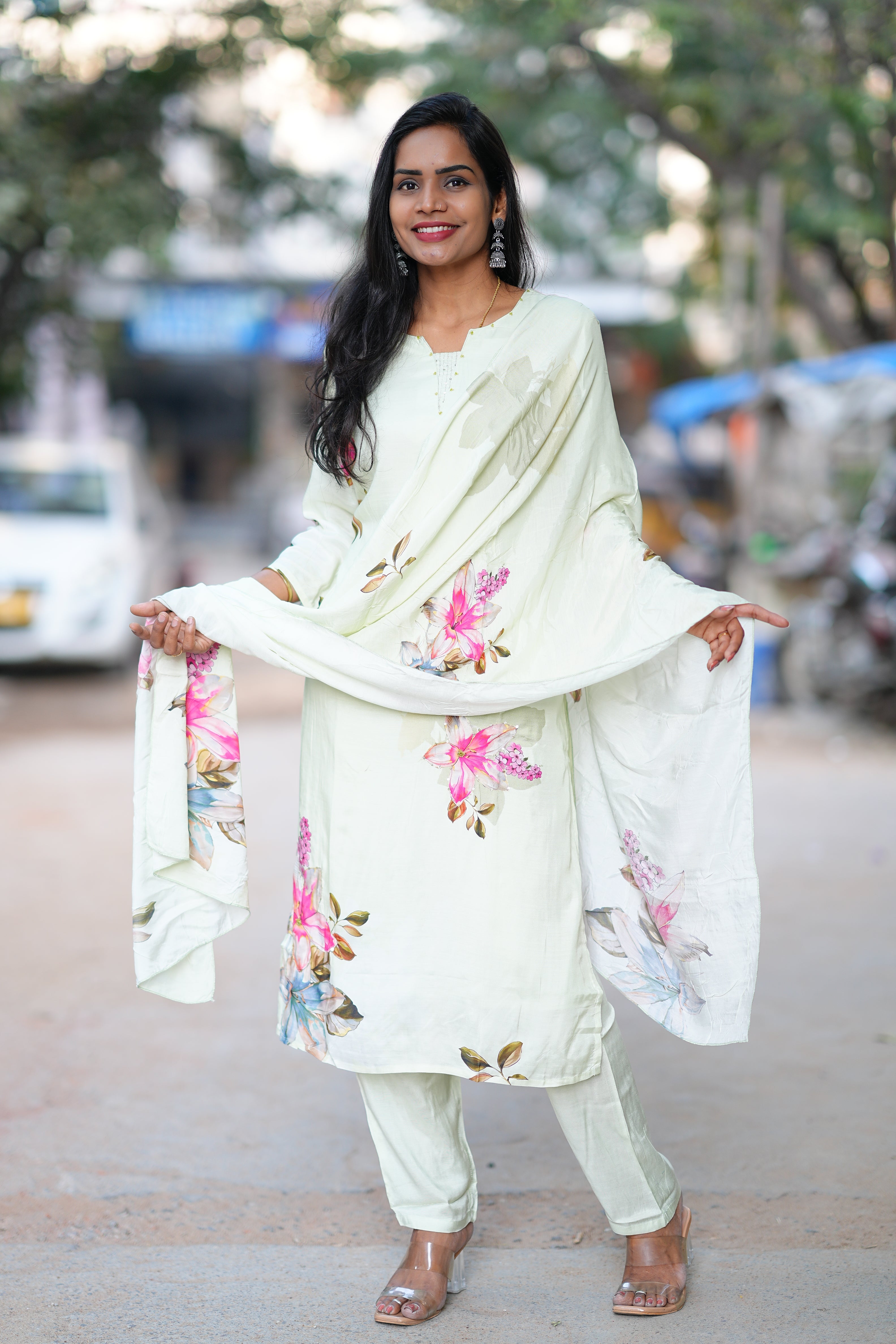 Pure Muslin Floral Print 3 Piece Set With Complete Lining ...