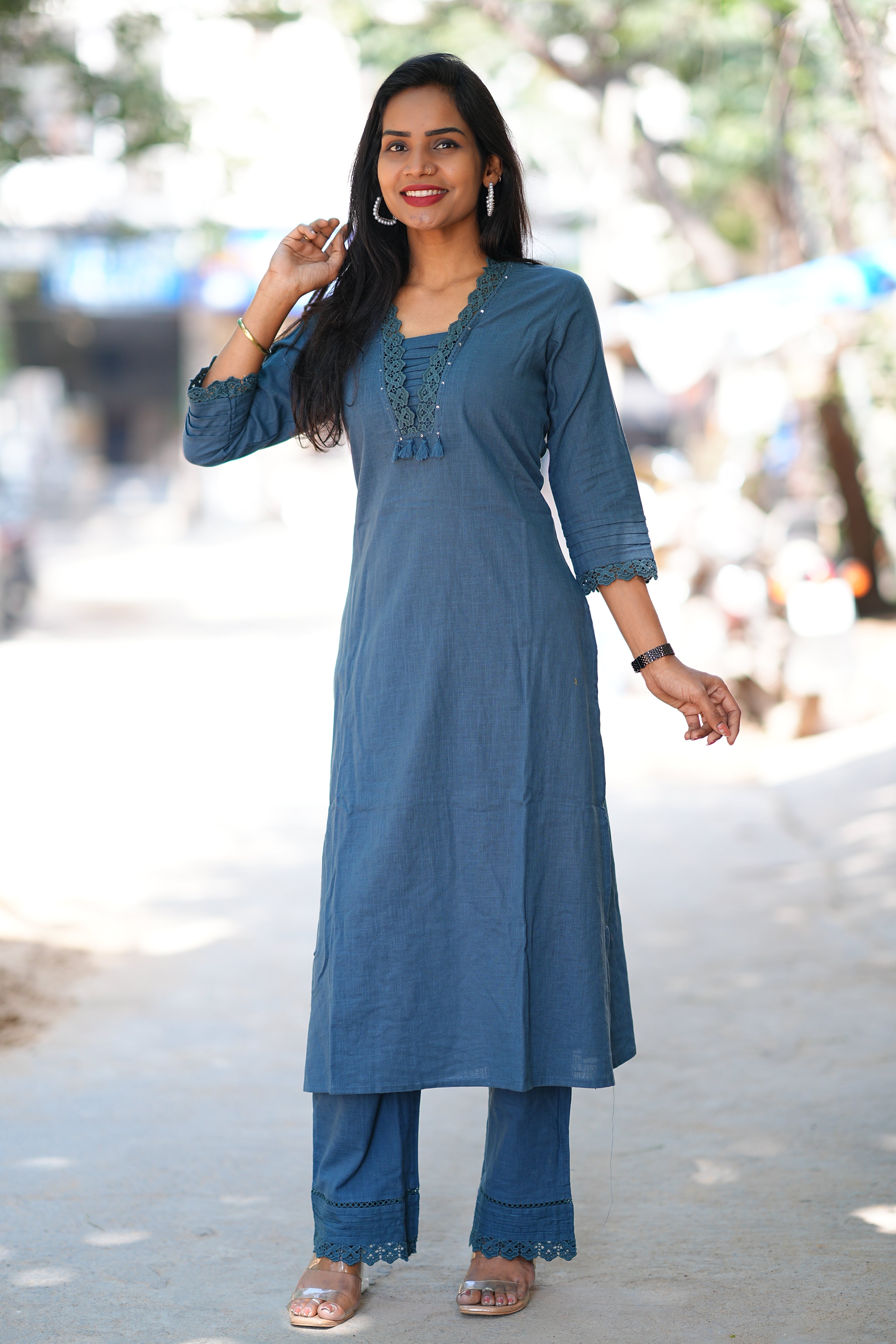 Teal Blue Stylish Office Wear Codset – SrivalliCollection