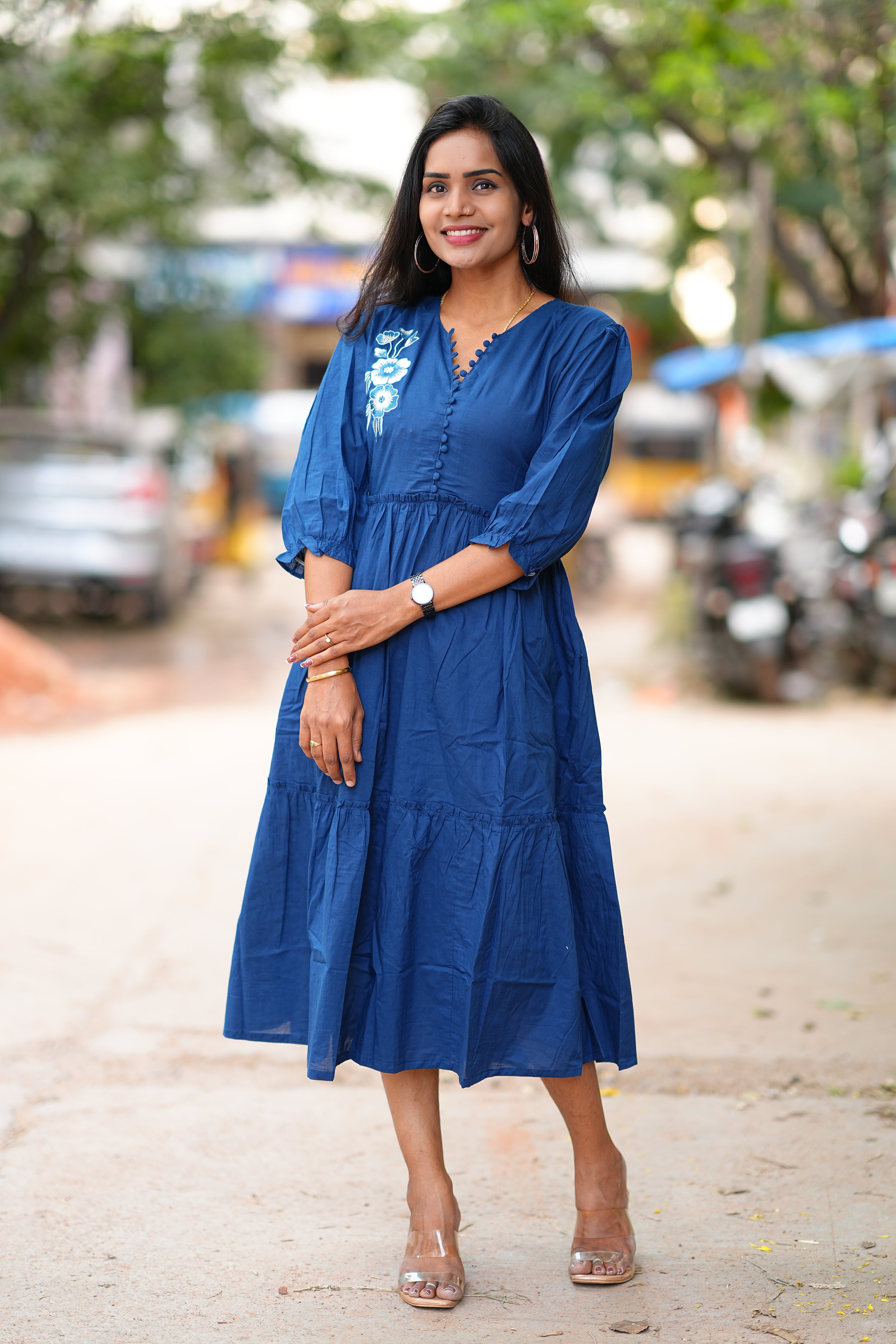 Blue Color Designer Wear Frock – SrivalliCollection